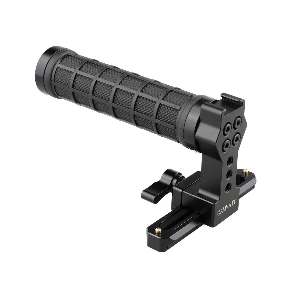 CAMVATE Quick Release Rubber Grip Top Handle with Nato Rail for Blackmagic Pocket Cinema Camera (Black) - 1499