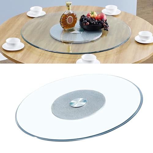 CLSQLXYJZC Glass Lazy Susan Turntable for Dining Table, Clear Rotating Round Dining Table Large Tableware Serving Plate, for Coffee Table Swivel Tray Turntable (Color : Clear, Size : 50cm (20inch))