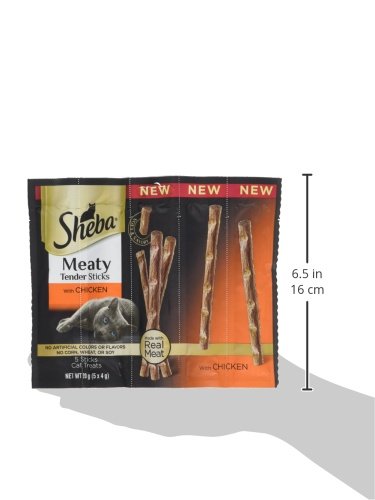 Sheba Treats Meaty Tender Sticks Soft Cat Treats Chicken Flavor, 0.14 oz, 5 Count (Pack of 10)