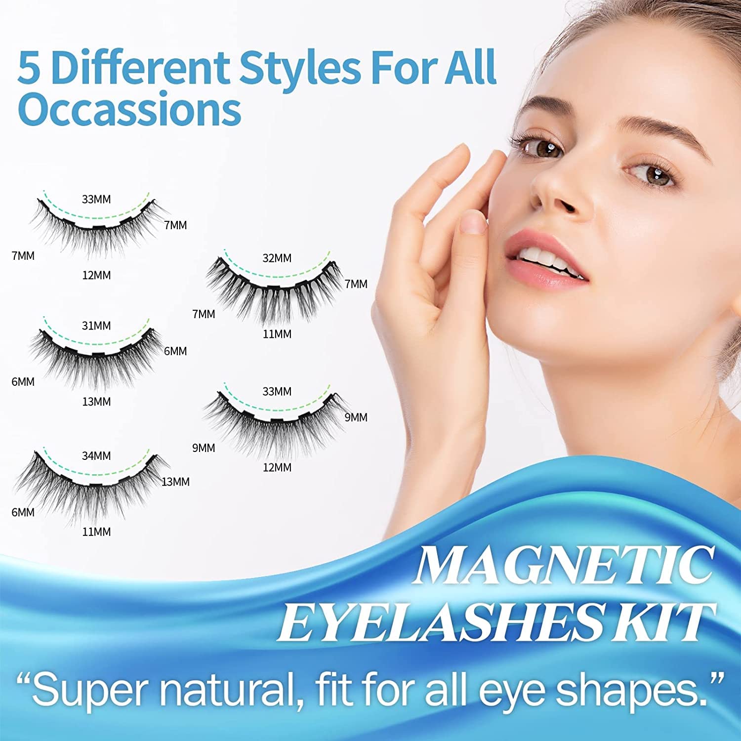 EEARLLER Magnetic Eyelashes Kit Natural Look, Fake Short Small Magnetic Lashes with Soft Brush& Long-lasting Eyeliner- Easy to Use & Remove