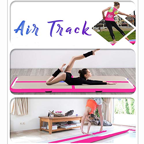 CNSPORT Inflatable Air Gymnastics Mat Training Mats 10ft13ft16ft20ft Gymnastics Tracks for Home UseTraining,Pink,10ft*3.3ft*4in(3*1*0.1m)