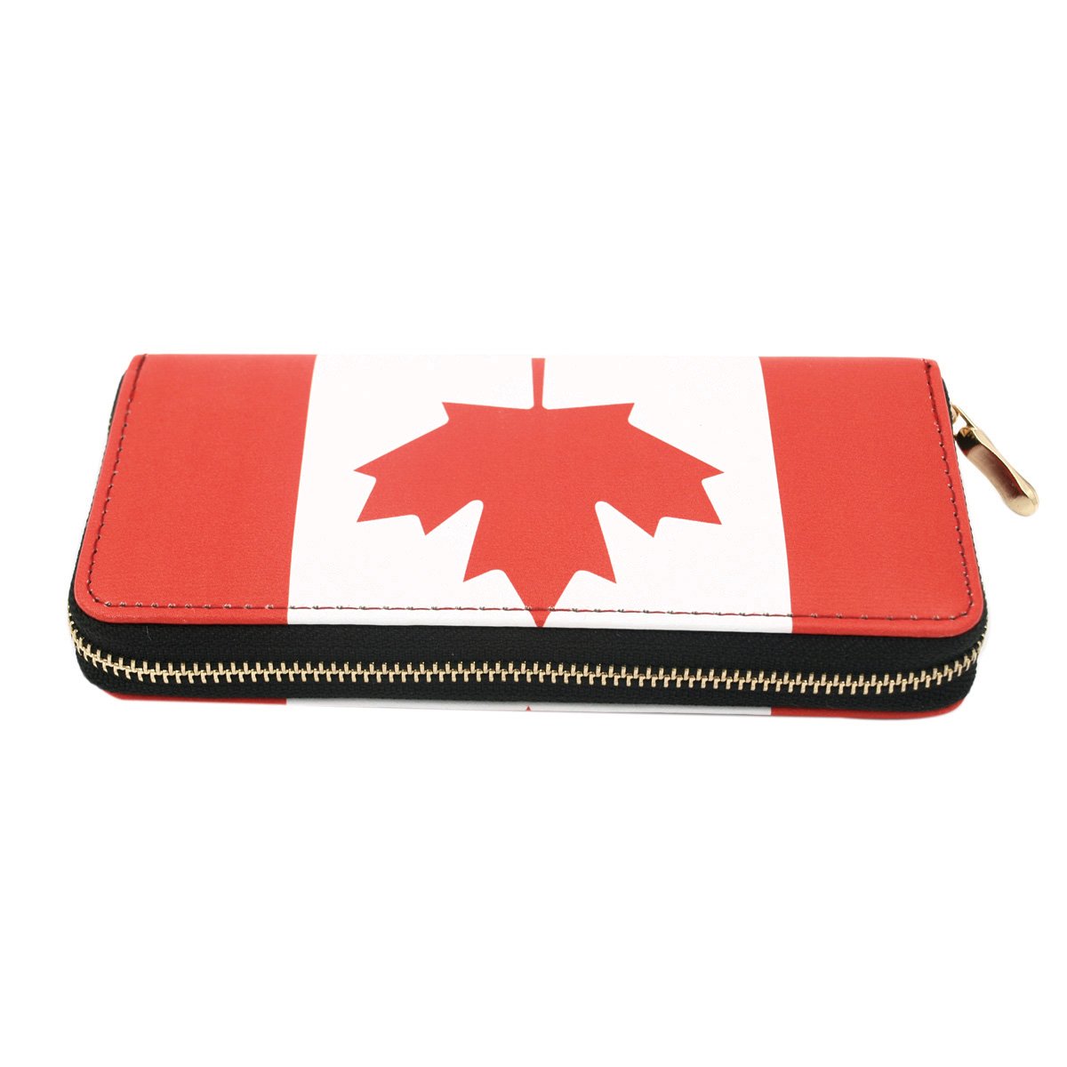 Premium World Country Flag City Print PU Leather Zip Around Wallet, Vintage UK