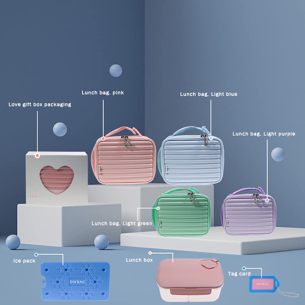 DWBAG Insulated Lunch Bag for Women/Men - Reusable Lunch Box for Office Work Picnic Beach - Leakproof Cooler Bag Freezable Lunch Bag for Adult - Pink