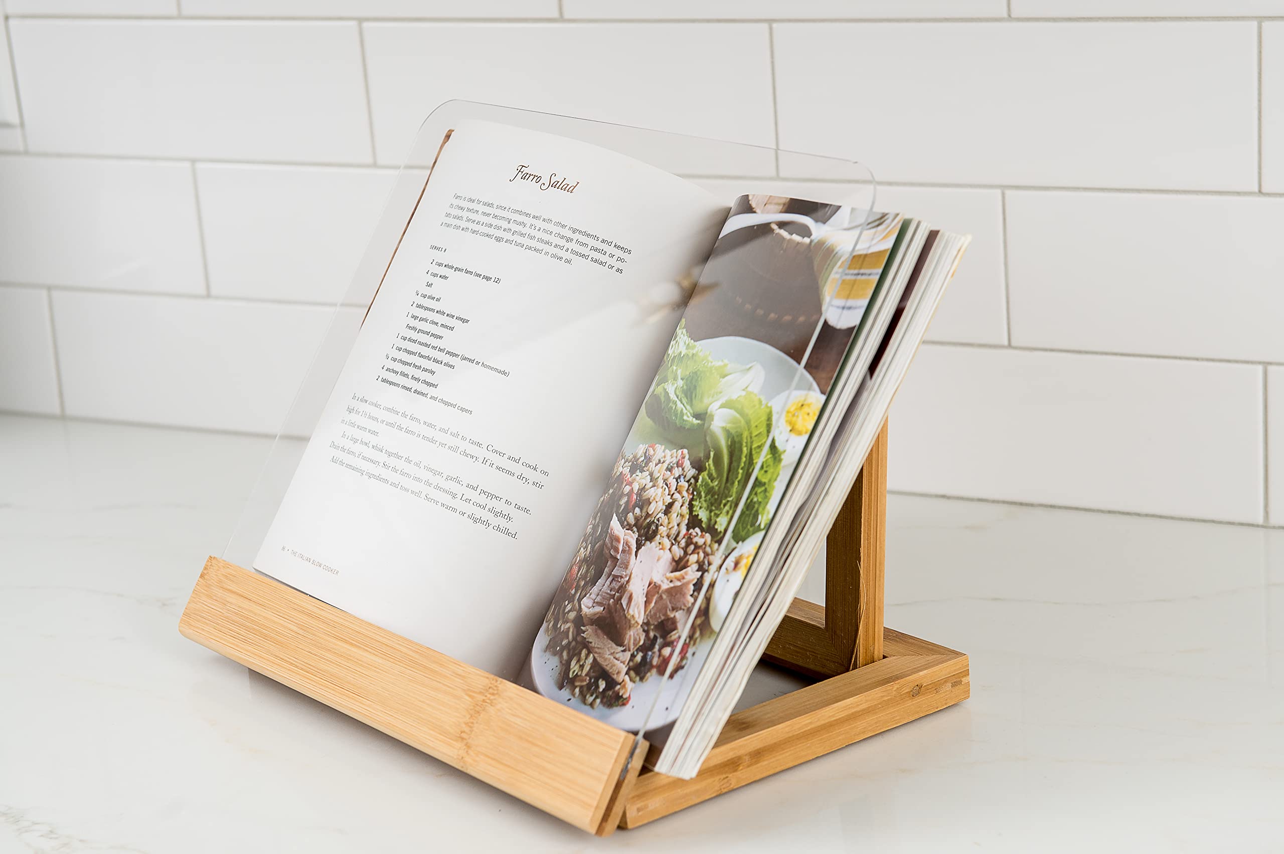 Lipper International 8815 Bamboo Wood and Acrylic Cookbook Holder, 12-1/2" x 9-1/4" x 6-3/4"