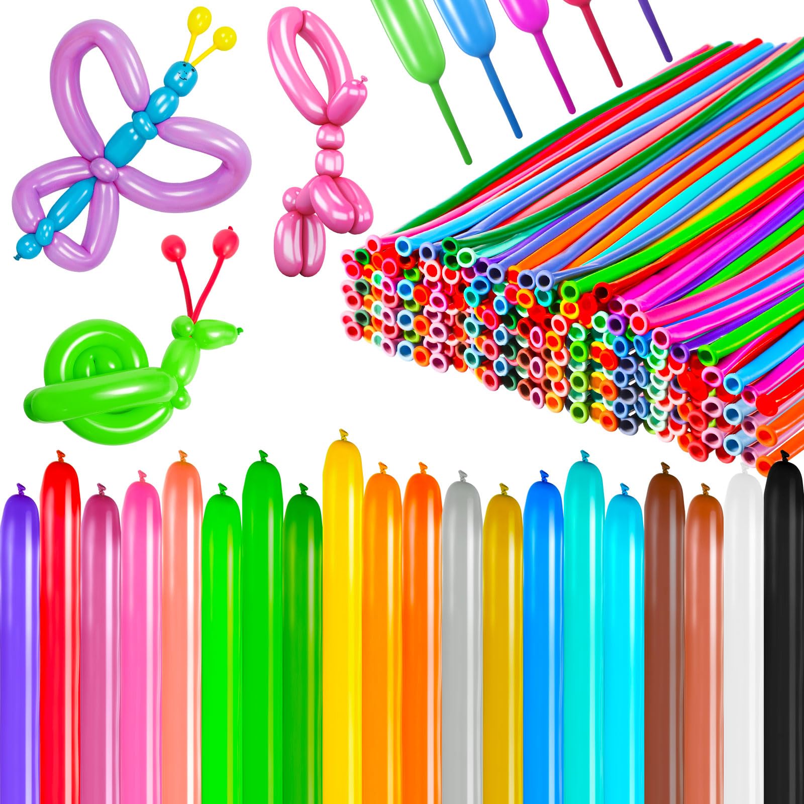 Lenwen 1000 Pcs Long Balloons Bulk 260 Balloons Latex Twisting Balloons Decoration for Birthday, Wedding, Festival, Clowns, Party Supplies (Multi Colors)