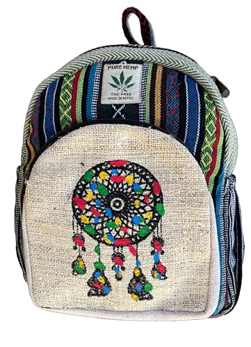 Gurkha Handmade Unique design Himalayan Hemp Backpack 13 IN Medium Hippie, Festival, Hiking & Tablet Laptop Backpack - Handmade In Mt. Everest Country Nepal