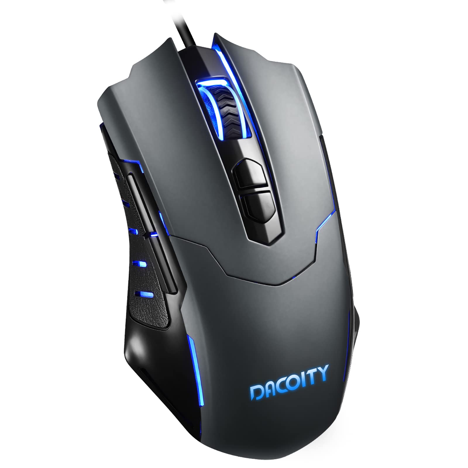 Dacoity Wired Gaming Mouse, PC Gaming Mice Gamer Mouse [RGB LED][7200 DPI][7 Programmable Buttons][Plug Play] USB Ergonomic Mouse for Windows Mac Laptop PC Gamers - Grey