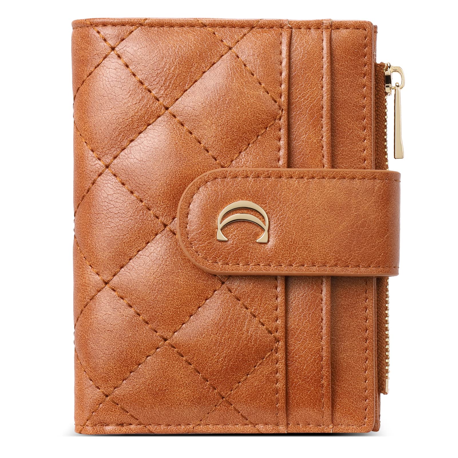 CLUCI Soft Leather RFID Small Wallets for Women Billfold Ladies Organizer Credit Card Holders with Coin Pocket Clutch Beige With Brown