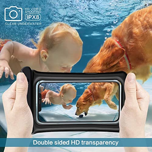 Universal Waterproof Phone Pouch,Floatable Waterproof Phone Pouch Compatible for iPhone 13 12 11 Pro Max XS Max XR X 8 7 Samsung Galaxy s10/s9 Up to 7.0", IPX8 Cell Phone Dry Bag -2 Pack Black+Blue