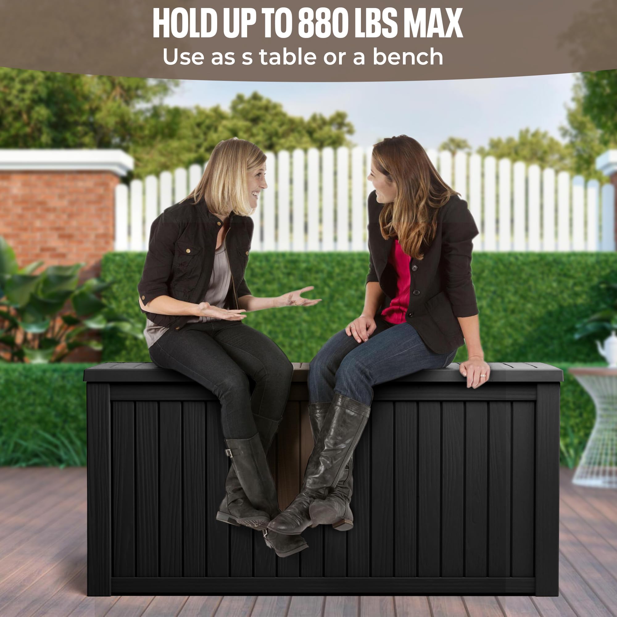 KFY 80 gallon deck box,Resin material outdoor storage box,Waterproof and UV-resistant with upgraded capacity, suitable for various indoor and outdoor settings and weather conditions(black )
