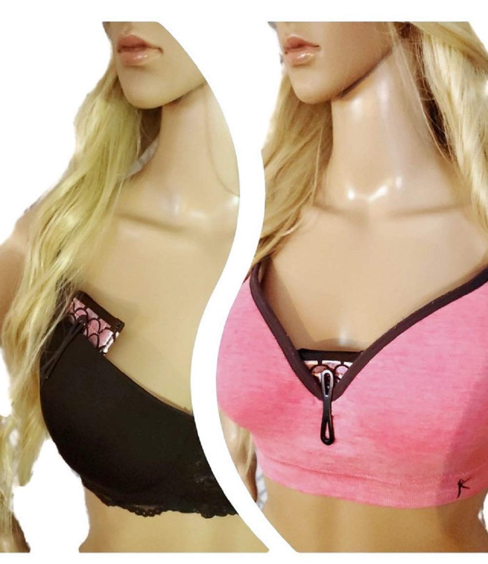 Undercover Bra Wallet | Secret Stash | Women's Travel Pouch |Holds TSlim Insulin Pump | Soft Neoprene | Water Resistant | Easy Access Clip by Hidey-Go, Pink