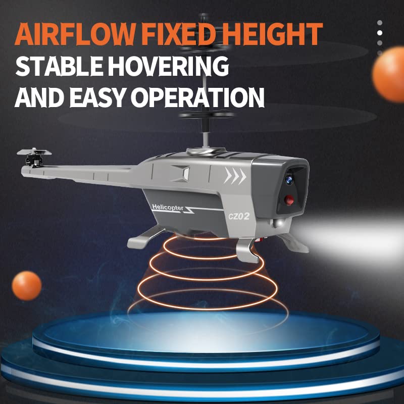 DAKYAM Remote Control Helicopter, Indoor Outdoor Flying 3.5 Channel Mini RC Helicopter with LED Lights, Intelligence Obstacles Avoidance Mini RC Aircraft with Altitude Hold for Kids Adults (Silver)