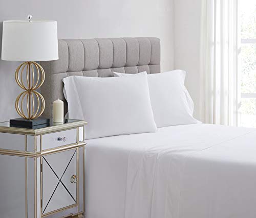 Charisma Percale Cotton 400 Thread Count Sheet Set, Queen, White