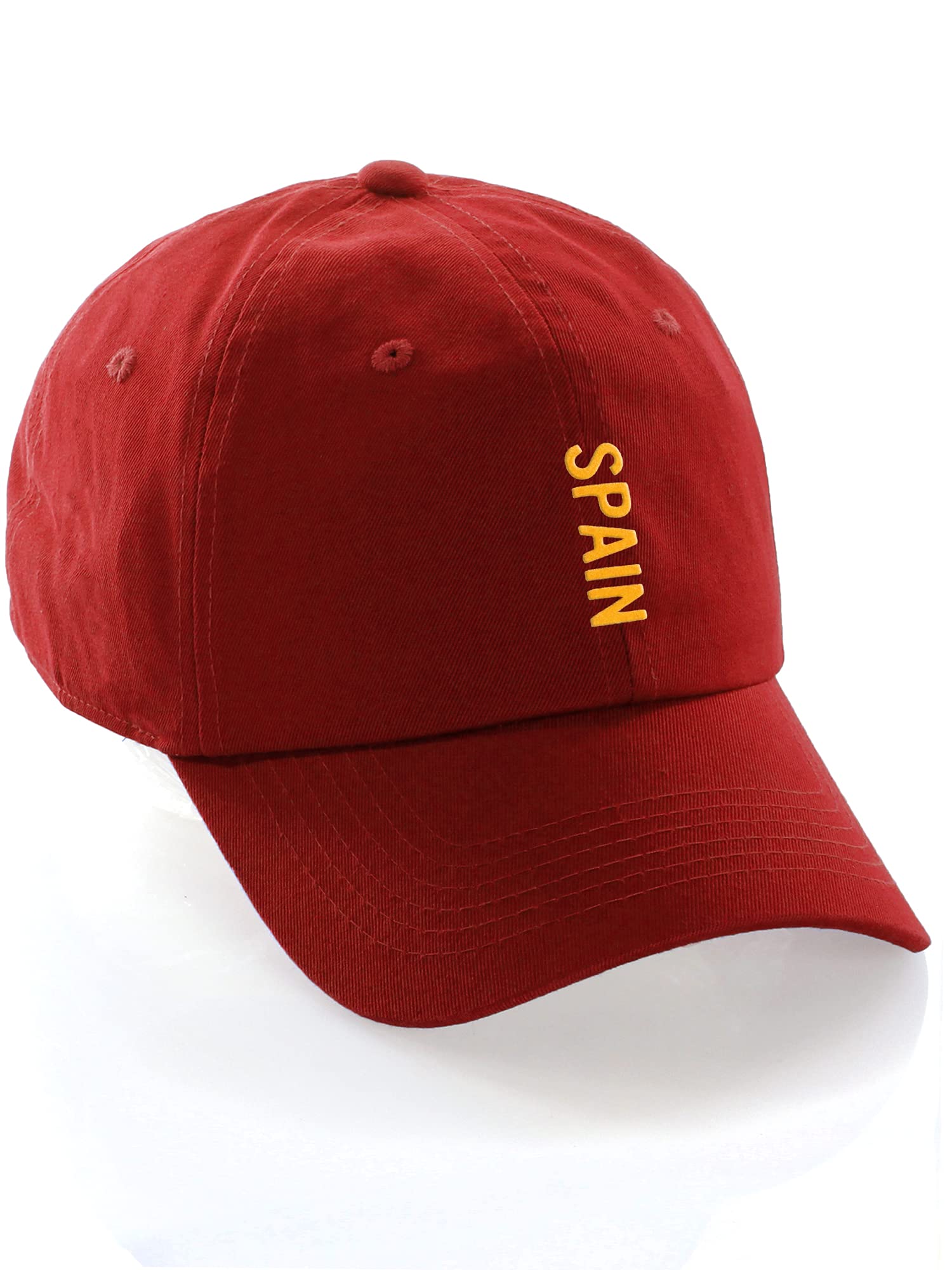 Daxton Vertical USA Cities Baseball Dad Hat Unstructure Low Profile Strapback,Spain,Red Hat