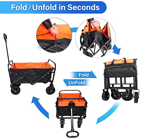 HJRTFLXC Folding cart That Does not Need to be Assembled Station Wagon, Grocery cart (Orange+Black Mini cart) (Black+Orange Mini cart)