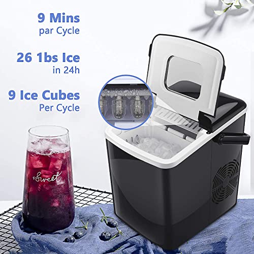Ice Machine Maker Countertop,Mini Ice Maker,Portable Ice Maker Countertop,Small Ice Maker,Ice Maker 9 Cubes Ready in 9 min with 2 Optional Ice Cube Sizes,2-7 Days delivery Shipped from US Warehouse
