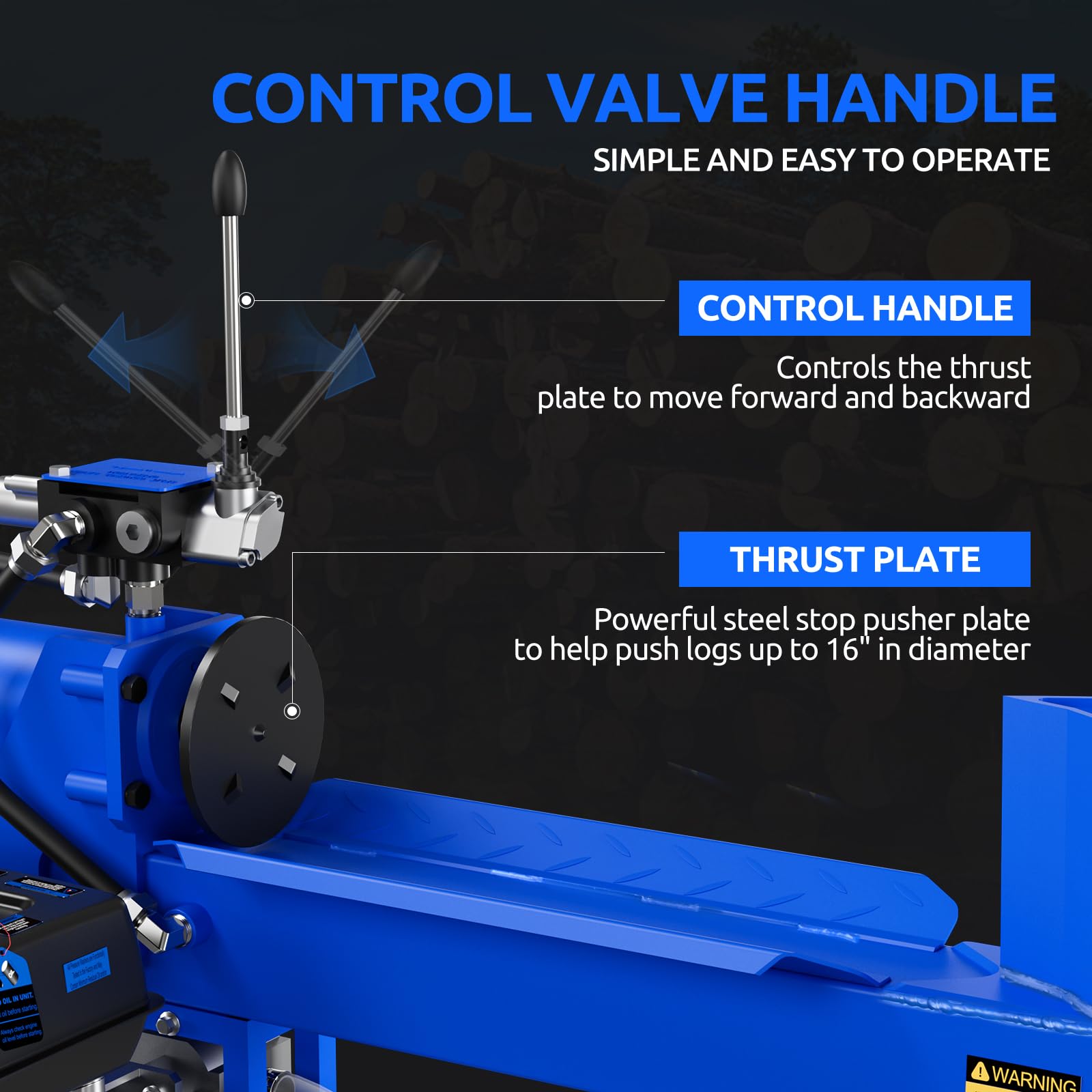 EFURDEN Portable Gas Log Splitter with 7 HP-4 Stroke Engine, 20-ton Hydraulic auto-Return ram System and Twin Gear Hydraulic Pump, Horizontal Full Beam Steel Wedge firewood Splitter