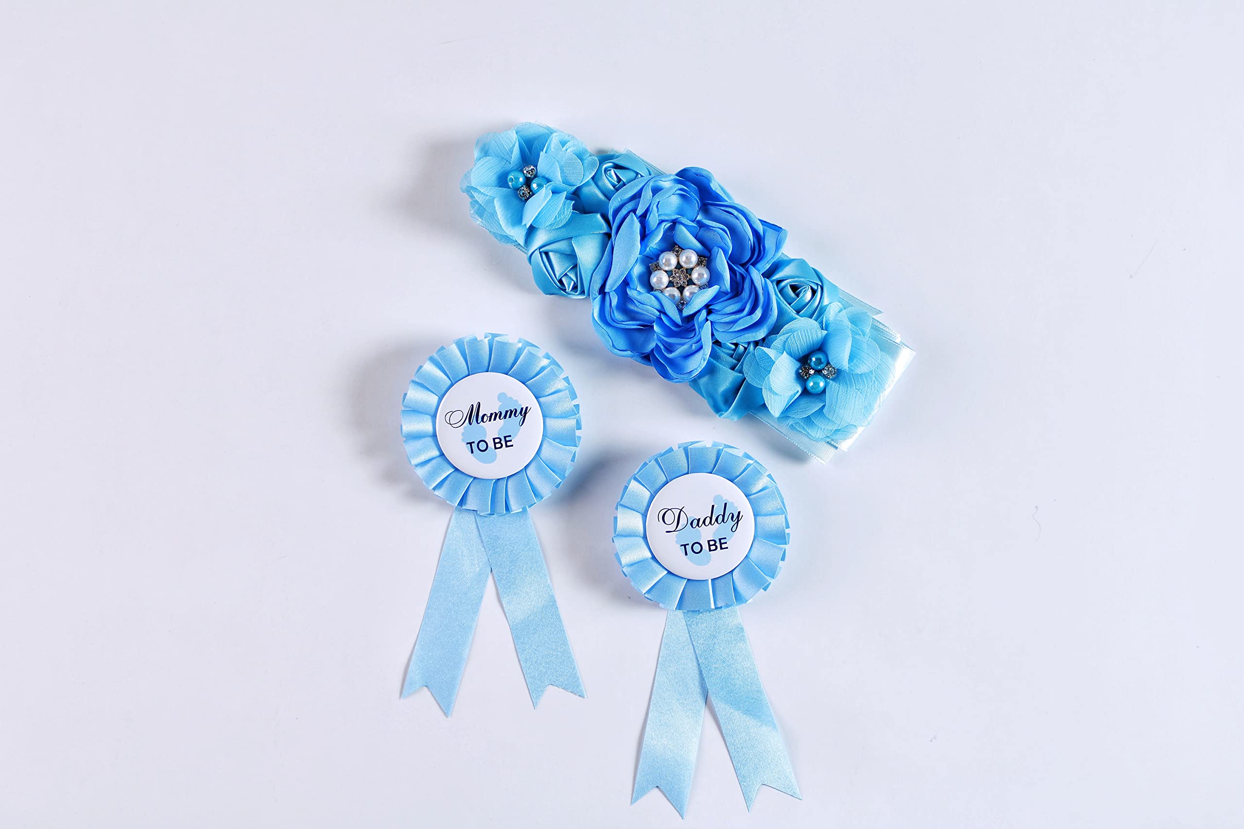 HAPPYLAND Baby Shower Decorations Set Mommy to be Daddy to be Corsage Baby Shower Mommy Sash Pregnancy Maternity Sash to Be Sash Keepsake