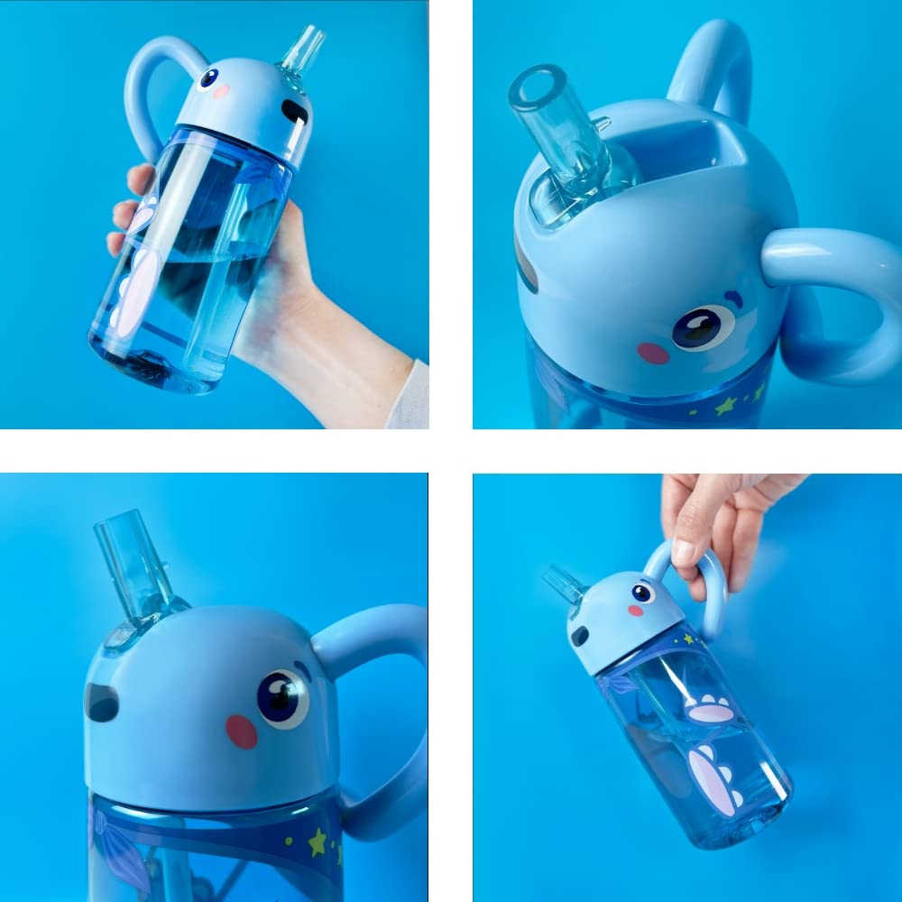 Move2Play - Kids Elephant Water Bottle with Straw - BPA Free - 16 Ounces - Toddler Water Bottle Gift for 2 3 4 Year Old Boys And Girls