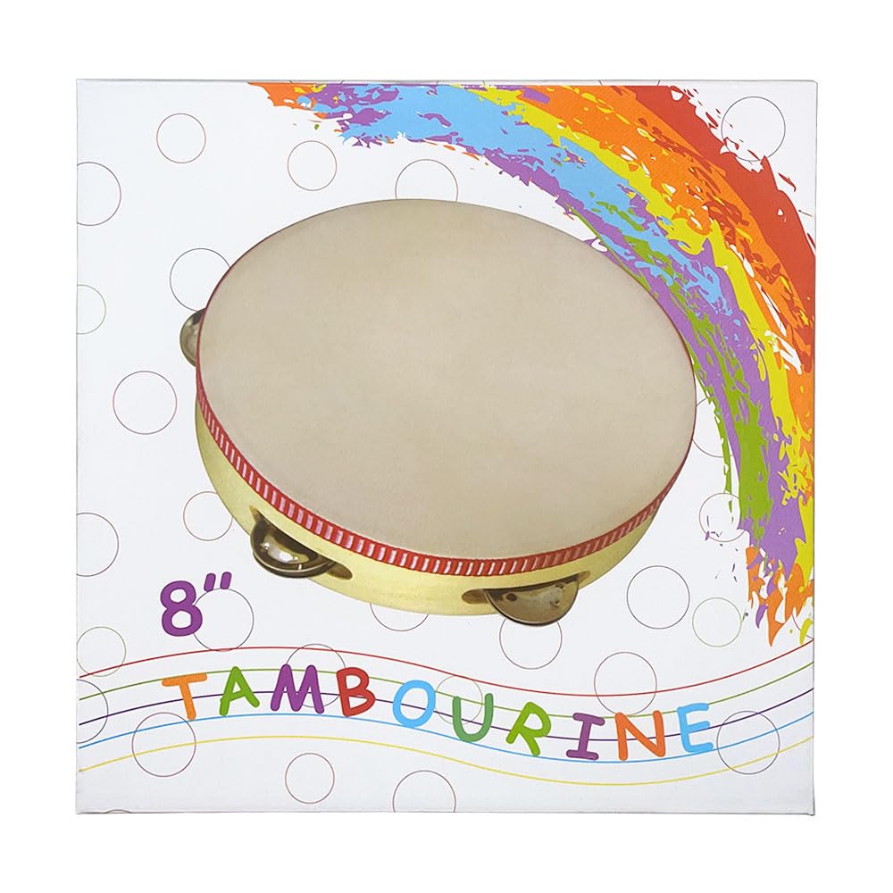 Clifton 8 inch Tambourine Drum 5 Pairs Bell Single Row Tambourine Metal Jingles Percussion Toy Instrument Hand Tambourine