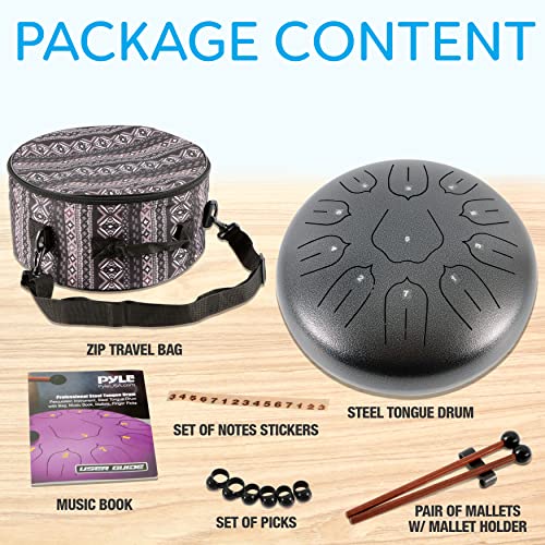 Premium Cast Iron Steel Tongue Drum 12โ 11 Notes, C Major Drum Percussion for Meditation Yoga Musical Education with Mallets and Finger Picks Best Gift for Adults and Beginner Children, Gray