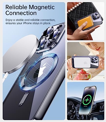 JAZZCAMEL Magnetic for iPhone 14 Pro Max Case with Full Lens Protection [Perfect Match for MagSafe] [with Top Class Screen Protector x1] Slim Luxury for Women Girls Men 6.7inch - Black