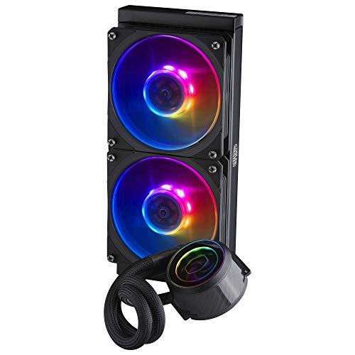 Cooler Master MasterLiquid ML240P Mirage ARGB Close-Loop AIO CPU Liquid Cooler, 240 Radiator, Transparent Pump, Addressable RGB Lighting, Dual MF120 Fans for AMD Ryzen, TR4 /Intel LGA1151