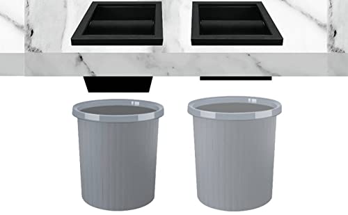 DIBTSA Espresso Coffee Ground Knock Box Chute, Built-in Desktop Waste Bucket, Stainless Steel Bottomless Knocking Residue Box (Rectangle)