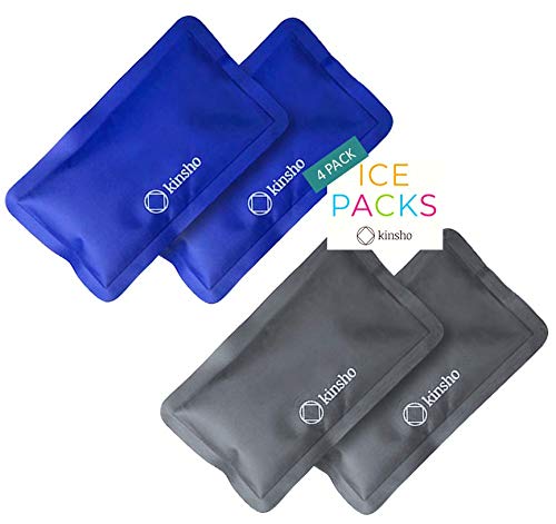 Ice Packs for Lunch Box Bag and Bento Boxes, 4 Pack Set, Reusable and Refreezable Soft Slim Pouches for Kids Boys Adults, Travel, School, Work, Camping, Long Lasting Cold, Flexible | Blue Grey…