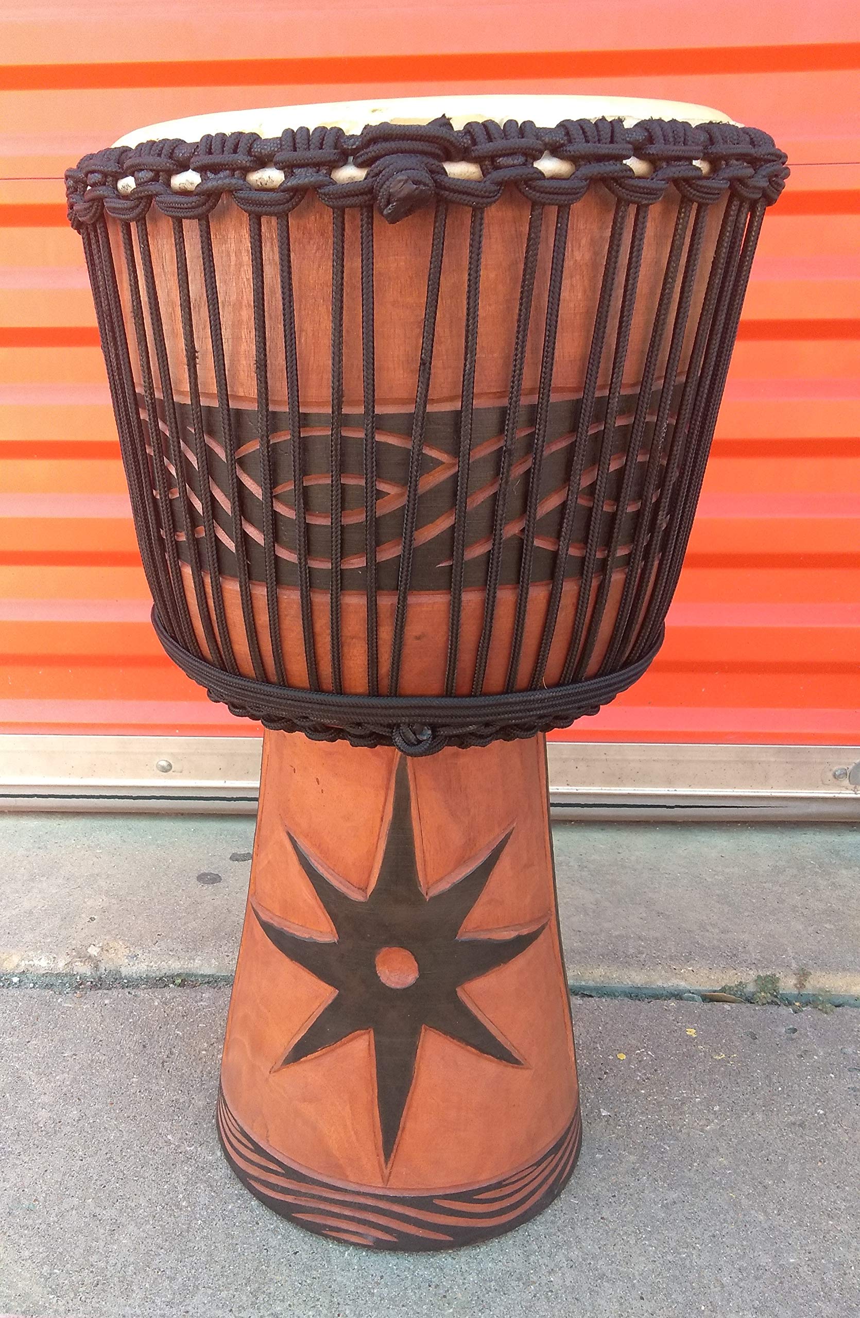 Large (M6) ~ 24" X 14" Djembe Deep Carved Hand Drum Bongo, STAR