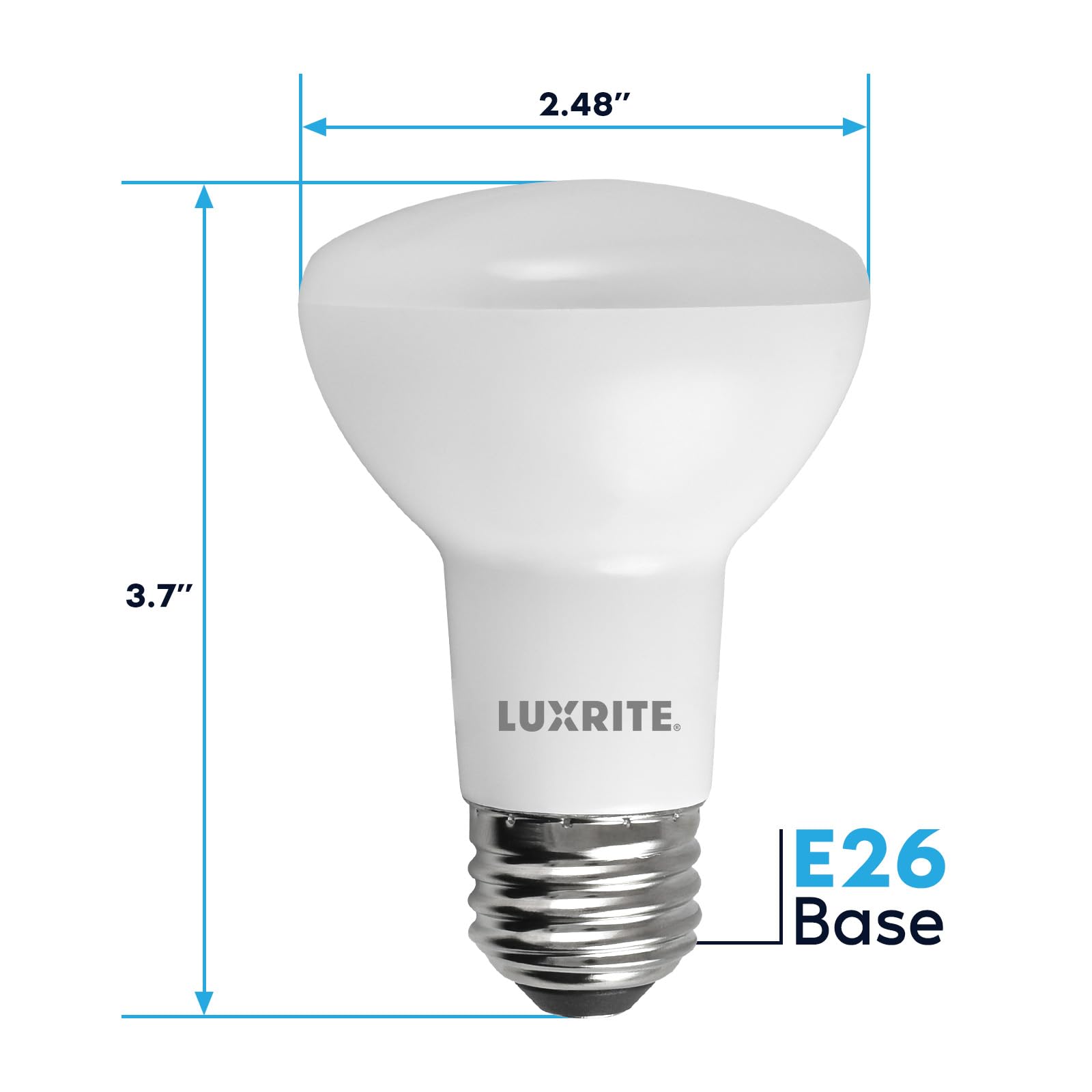 LUXRITE BR20 LED Bulb, 45W Equivalent, 3000K Soft White, Dimmable, 460 Lumens, R20 LED Flood Light Bulb 6.5W, Energy Star, Damp Rated, E26 Base, Perfect for Recessed and Track Lighting (4 Pack)
