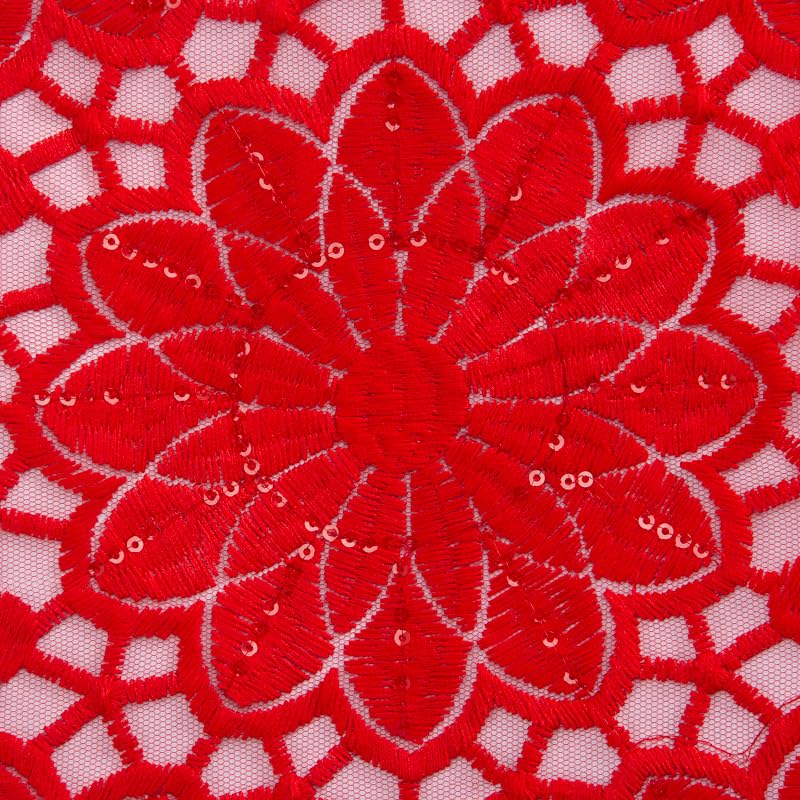 KAJURUI African Lace Fabric 5 Yards, Nigerian Mesh Lace Fabric with Sequins for Daily/Party Sewing