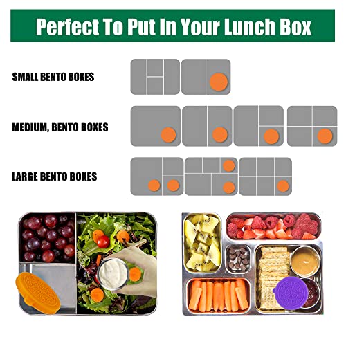 Jeadiuwe Salad Dressing Container To Go 6 x 1.7 oz Set,Reusable Small Stainless Steel Condiments Containers with the silicone Lids,Reusable Leakproof Sauce Containers for Lunch Box Leak Proof
