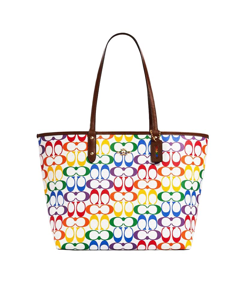 COACH Signture Rainbow Reversible Leather Tote Purse - #2463