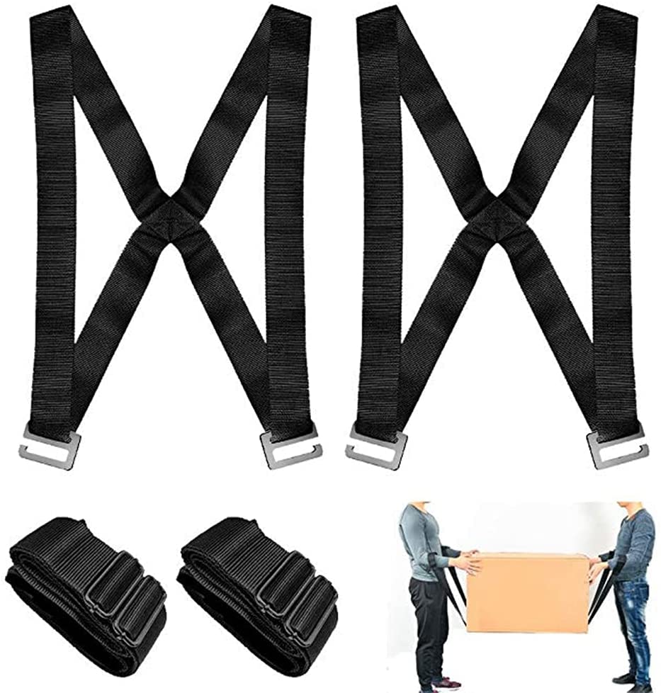 Furniture Moving Straps Furniture Dolly Moving Supplies Lifting Straps for Furniture, 2-Person Shoulder Lifting with 2 Pairs Gloves, Heavy Objects up to 800lbs, Black