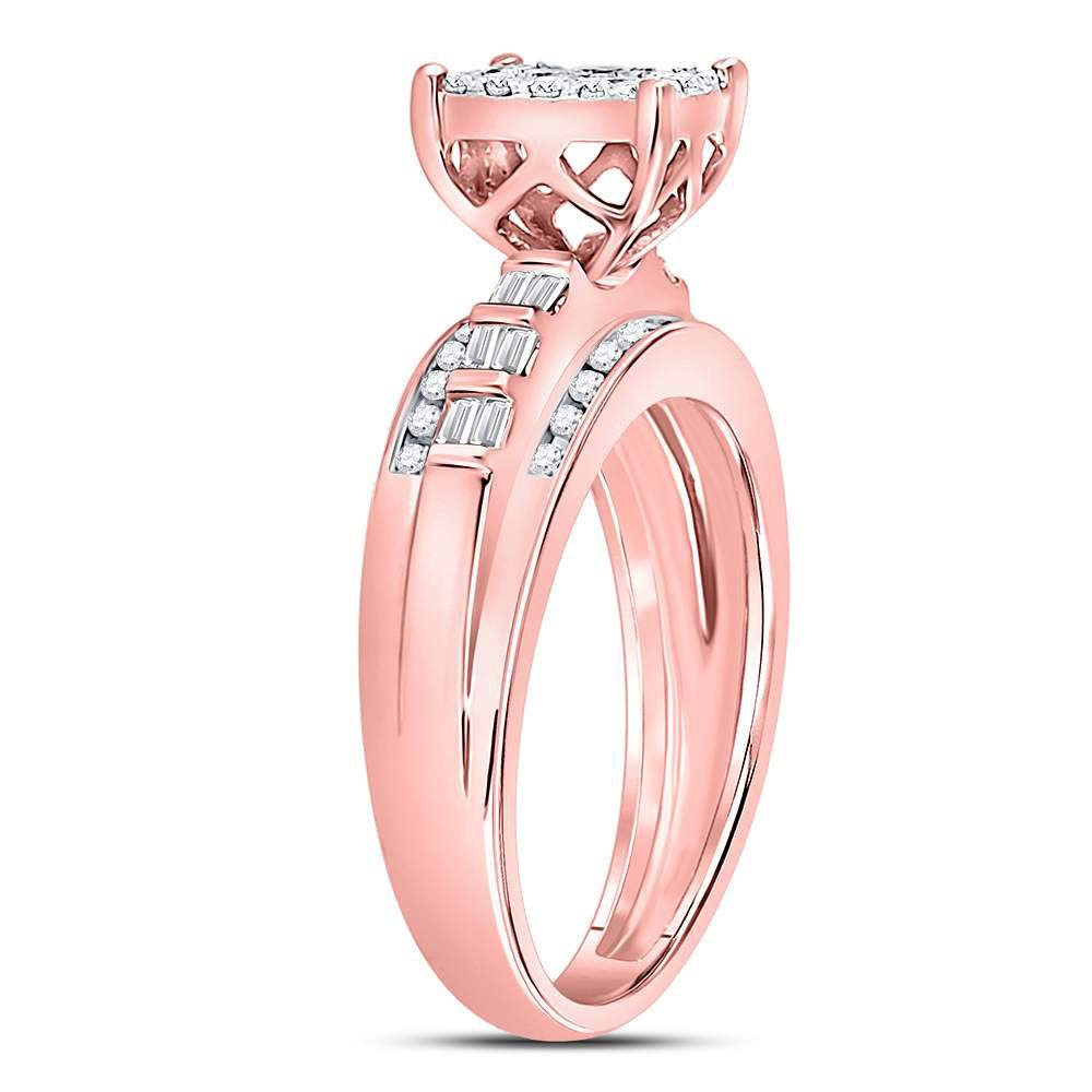 Dazzlingrock Collection 10kt Rose Gold Womens Round Diamond Cluster Bridal Wedding Engagement Ring 1/2 ctw