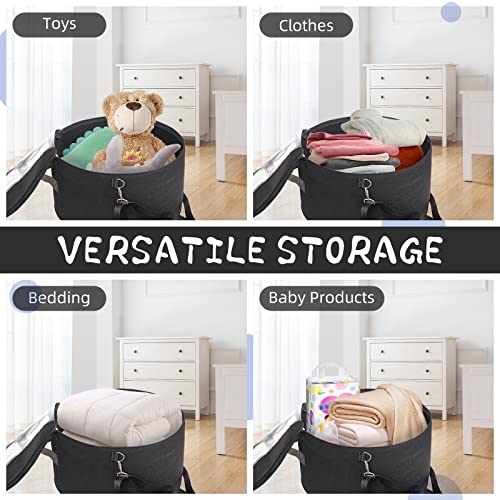 LITLANDSTAR Hat Organizer for Women and Men, Round Hat Storage Box Portable Felt Hat Container Foldable Hat Holder with Dust Proof Lid, Hat Rack for Closet or Travel (17" D x 10" H, Black)