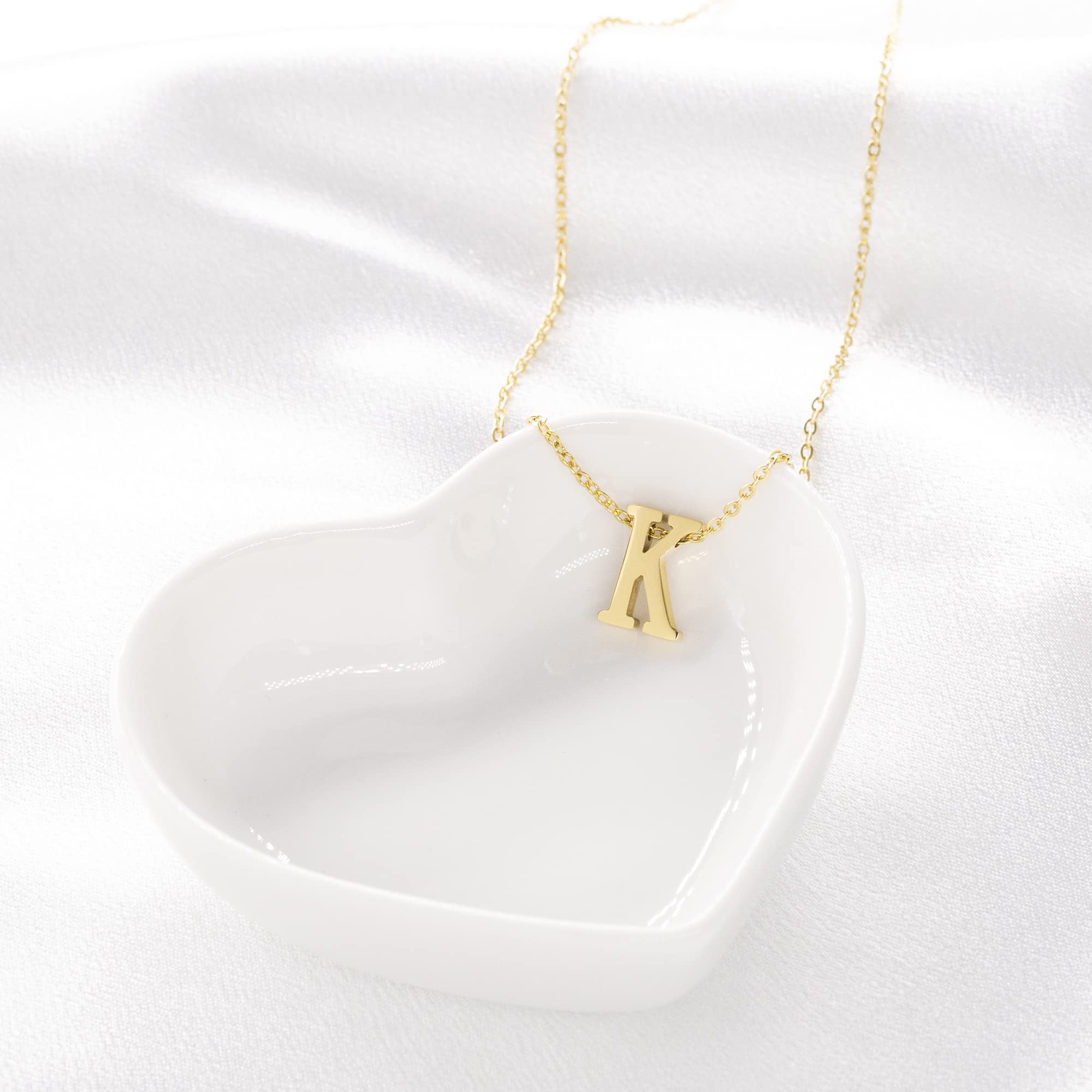 ELBLUVF Stainless Steel 18K Gold Plated Personalized Letter Dainty Initial Necklace Jewelry for Women (K)