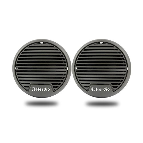 Herdio 3" inch Marine Bluetooth Speakers Boat Motorcycle Hot tub Stereo with Max Power 140 watt(A Pair) (Gray)