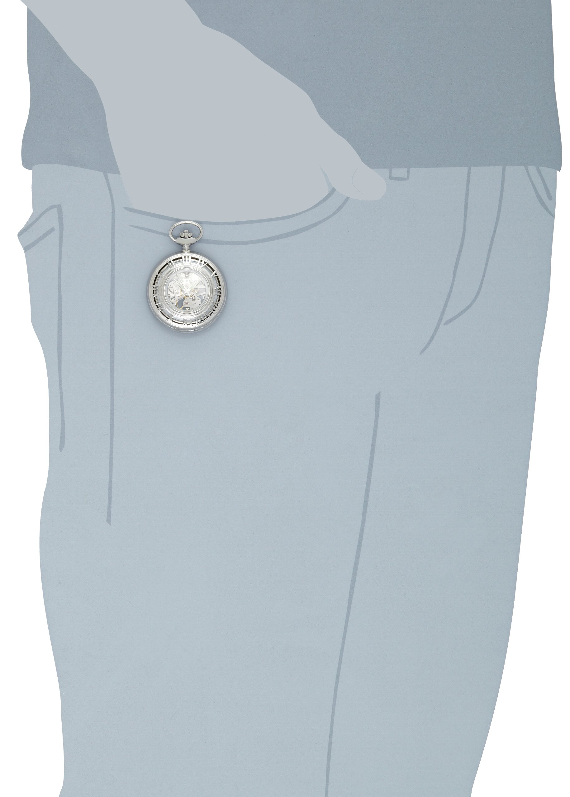 Charles-Hubert, Paris 3928 Classic Collection Chrome Finish Brass Mechanical Pocket Watch