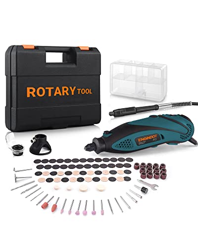 ENGINDOT Rotary Tool Kit with Keyless Chuck Flex Shaft, 6 Variable Speed, 10000-32000 RPM, Carrying Case for Cutting, Engraving, Drilling, Sanding, Polishing, DIY Crafts - Blue