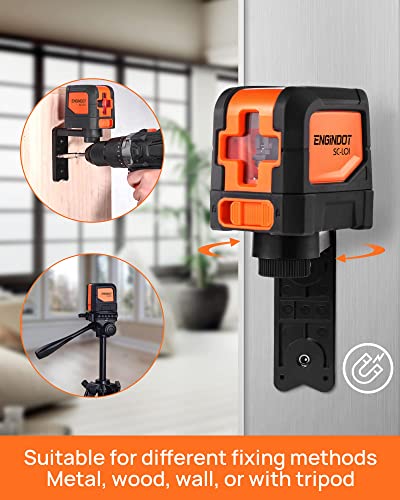 ENGiNDOT Self Leveling Laser Level 50ft, Cross Line Laser with Quick Self Leveling,360°Magnetic Mounting Plate, Zippered Pouch, Battery Included, for Tiling and Aligning