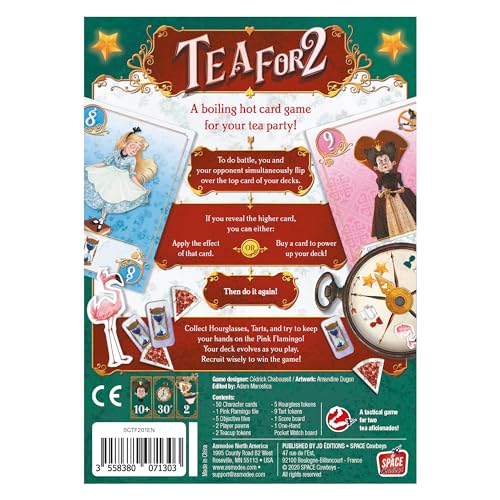 Tea For 2 Board Game - Alice's Wonderland Deck-Building Game, Strategic and Evolving Gameplay, Fun Family Game for Kids & Adults, Ages 10+, 2 Players, 30 Minute Playtime, Made by Space Cowboys