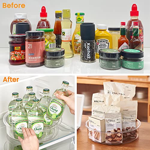 vacane Clear 10" Lazy Susan Organizer, Plastic Lazy Susan Turntable for Cabinet Rotating Pantry Lazy Susan Cabinet Organizer, Refrigerator, Bathroom Makeup Perfume Organizer