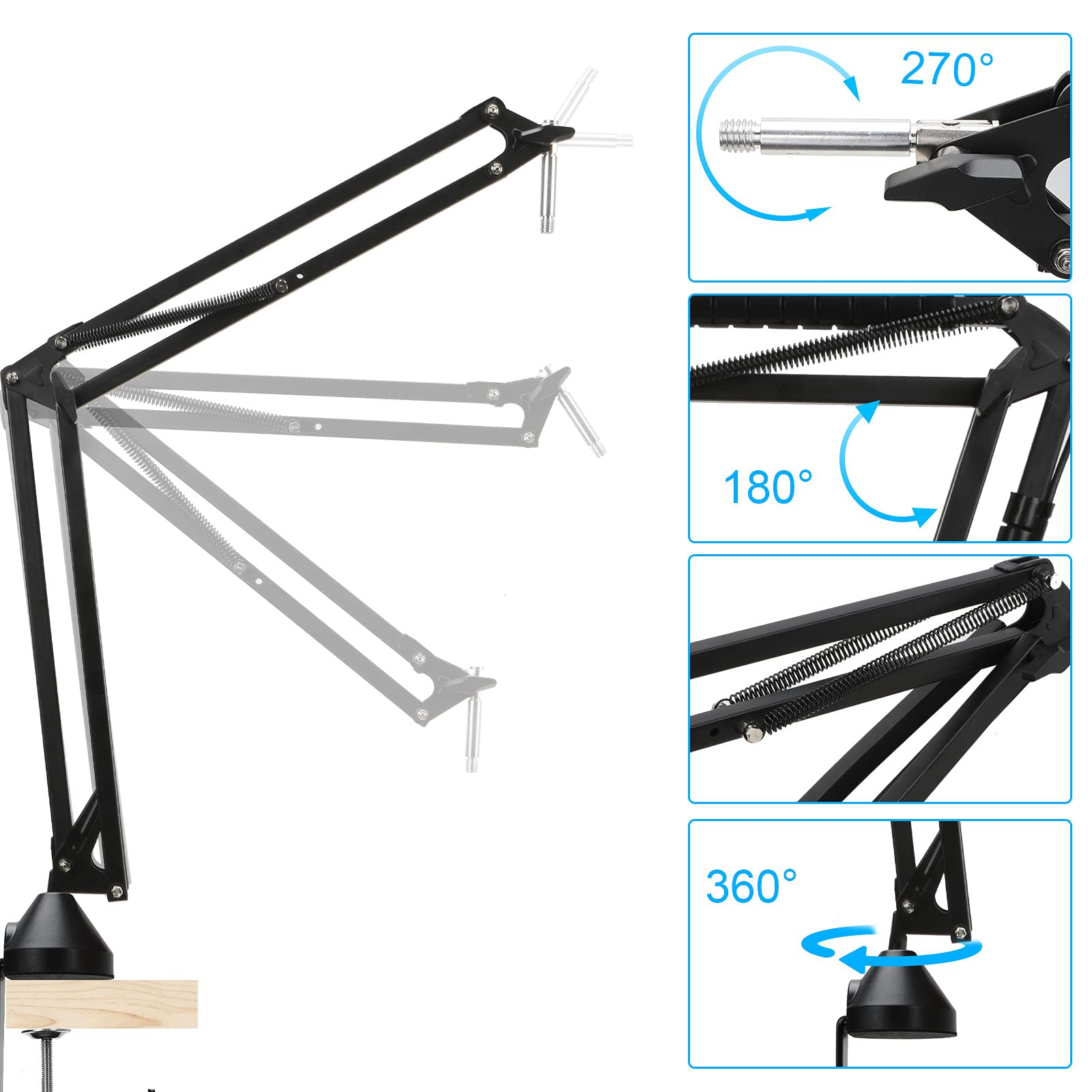 Quadcast Mic Boom Arm with Pop Filter - Advanced Microphone Arm Compatible with HyperX QuadCast Microphone, Professional Adjustable Scissor Microphone Stand by YOUSHARES