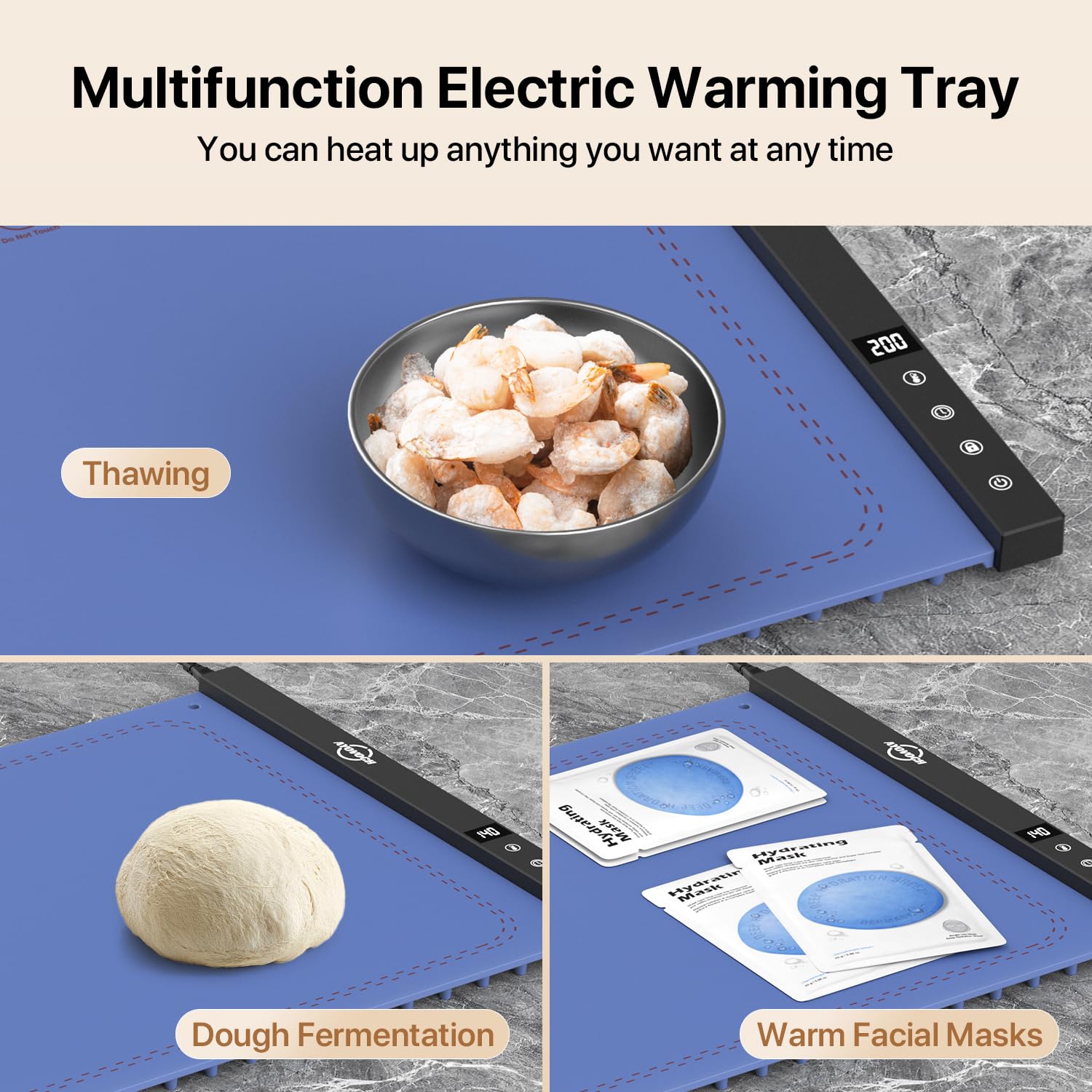 Electric Warming Tray - Full Surface Heating, Foldable Food Warmer for Parties, Premium Silicone Nano-Material, 3 Temperature Settings, Food Warmer for Gatherings, Parties, Everyday Use