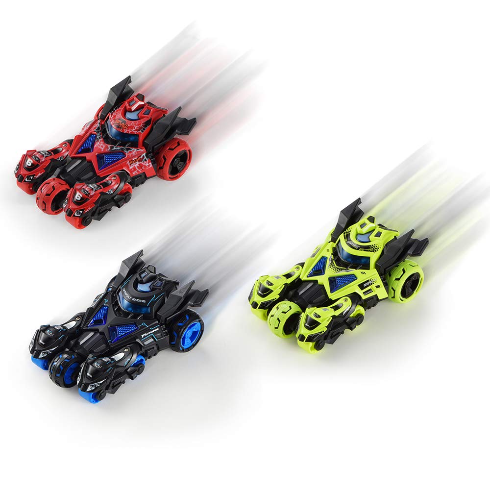 Pull Back Cars Toys, Pull Back Vehicles Motorcycle Launcher Toy Die-cast 3 in 1 Catapult Race Trinity Chariot (Black)
