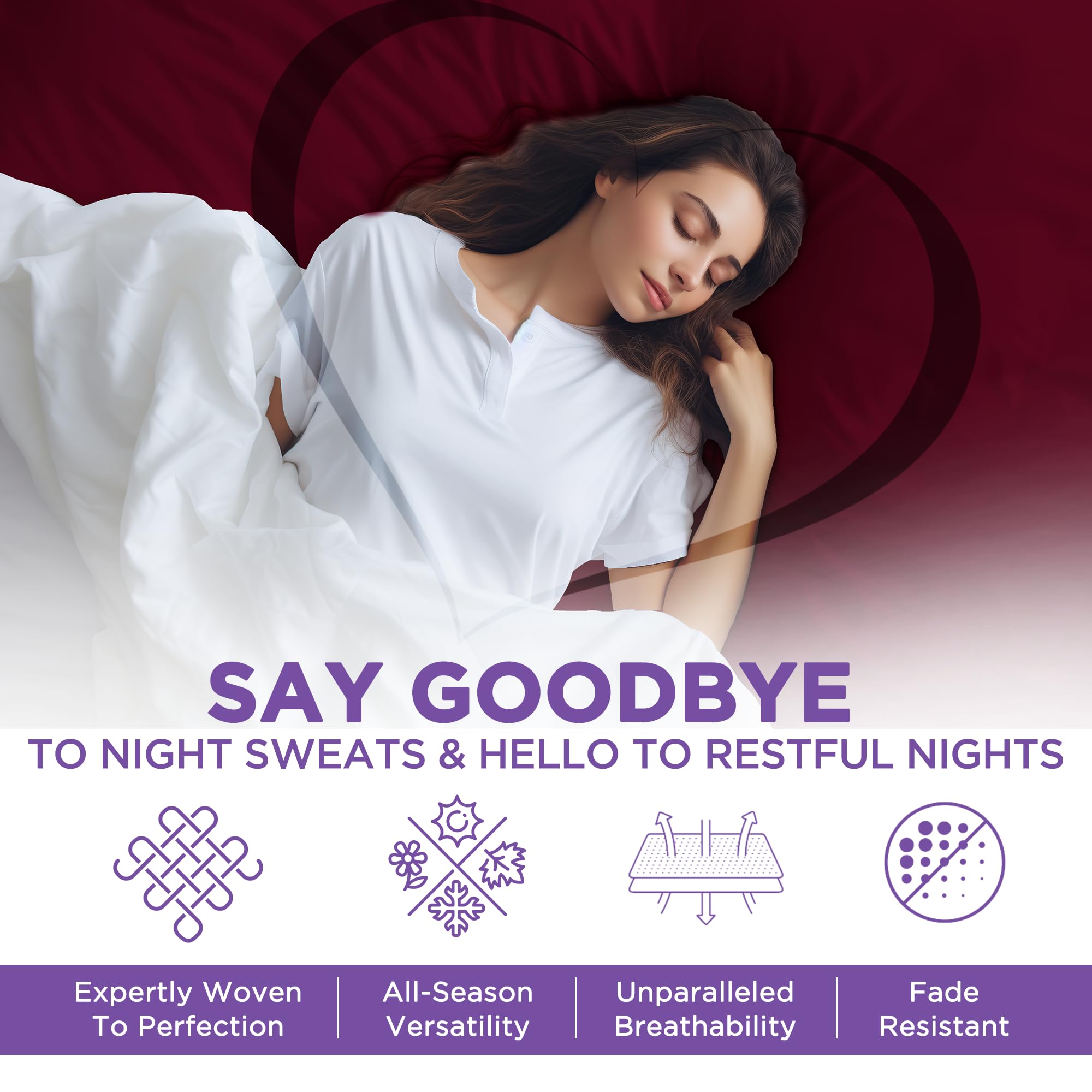 CharlottelyHues Luxury 100% Egyptian Cotton Bed Sheets - 1000 Thread Count 4-Piece Queen Sheets Set, Long Staple Cotton Bedding Sheets, Sateen Weave, Hotel Sheets, Fits Upto 18" Mattress - Burgundy