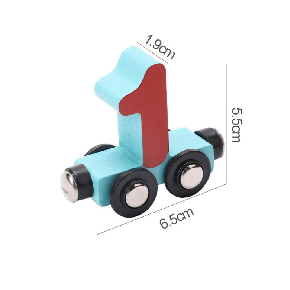 QUOXO Wooden Trackless Numbers Trains Set, Magnetic Train Cars for Children Early Education