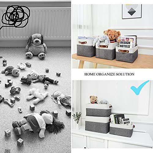 MeCids Storage Bins - 3-Piece Packs Collapsible Fabric Large Storage Baskets Bins - Organizers and Storage for Closet Shelves, Toy, Office, Nursery β Large, Medium & Small Sizes